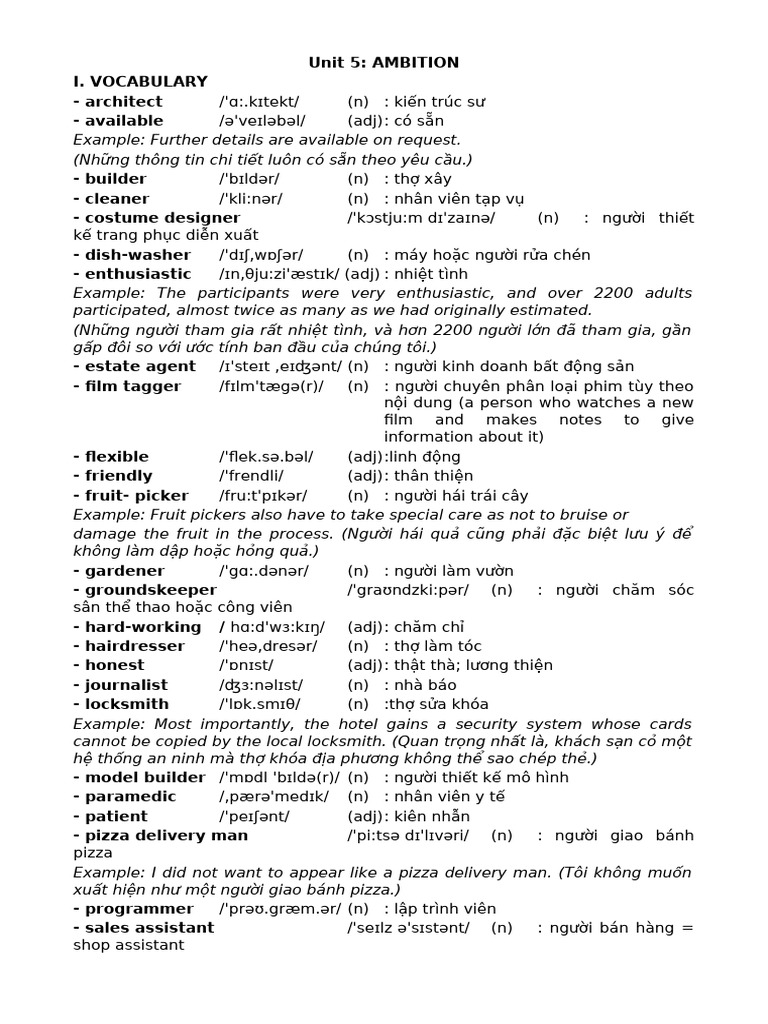 Unit 5. AMBITION | PDF