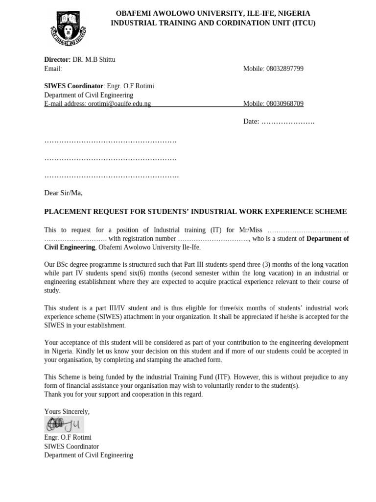 Letter For Placement - 105218 | PDF