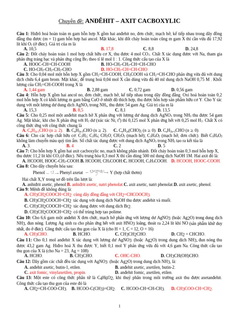 andehit-axitcacboxylic-nangcao | PDF