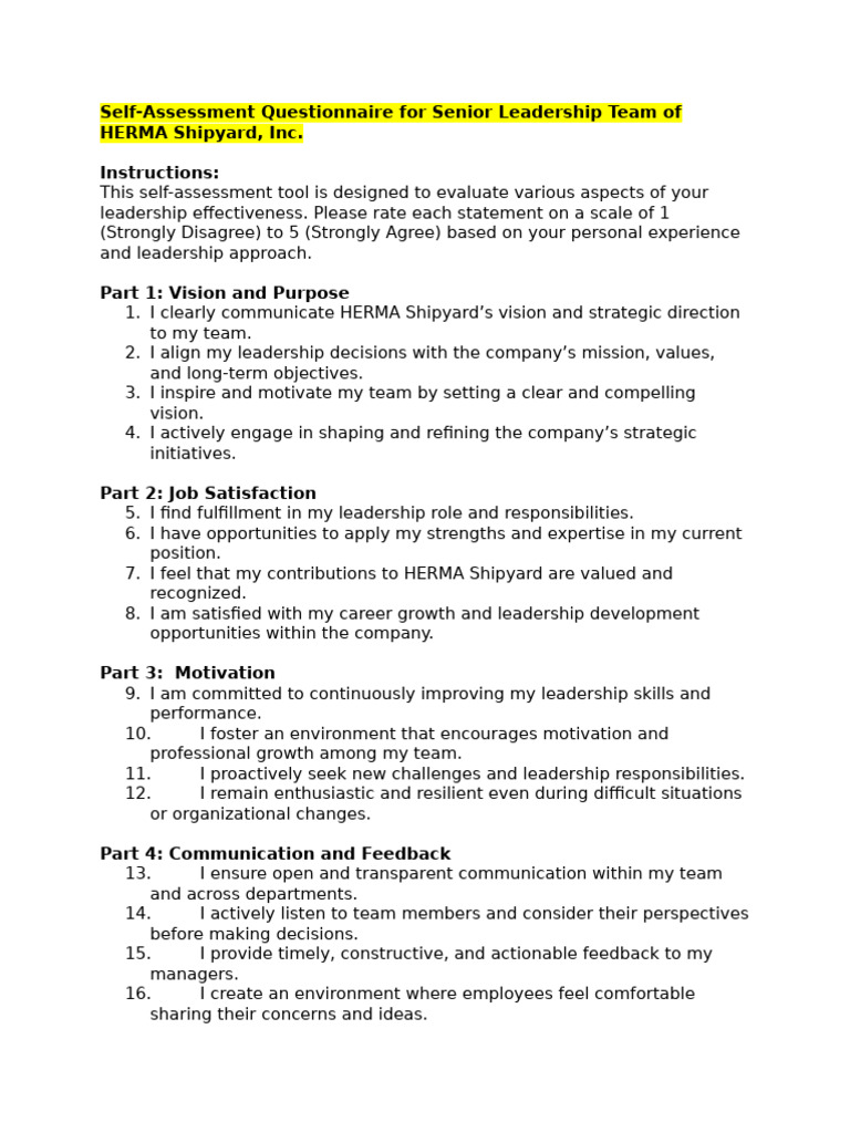 SLT Leadership Self-Assessment | PDF | Leadership | Empowerment