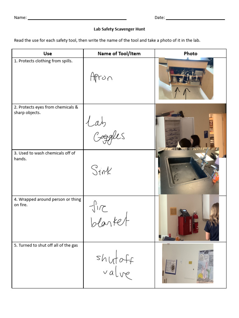 Lab Safety Scavenger Hunt Guide | PDF