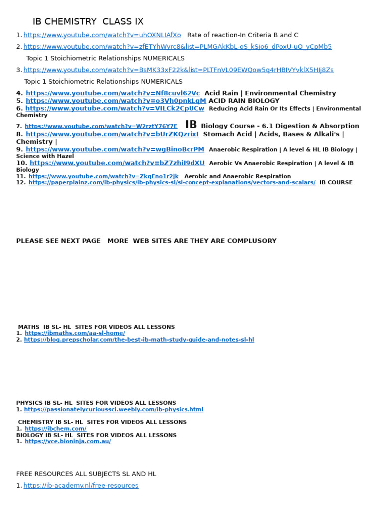 Ib Chemistry Class Ix Chemistry | PDF