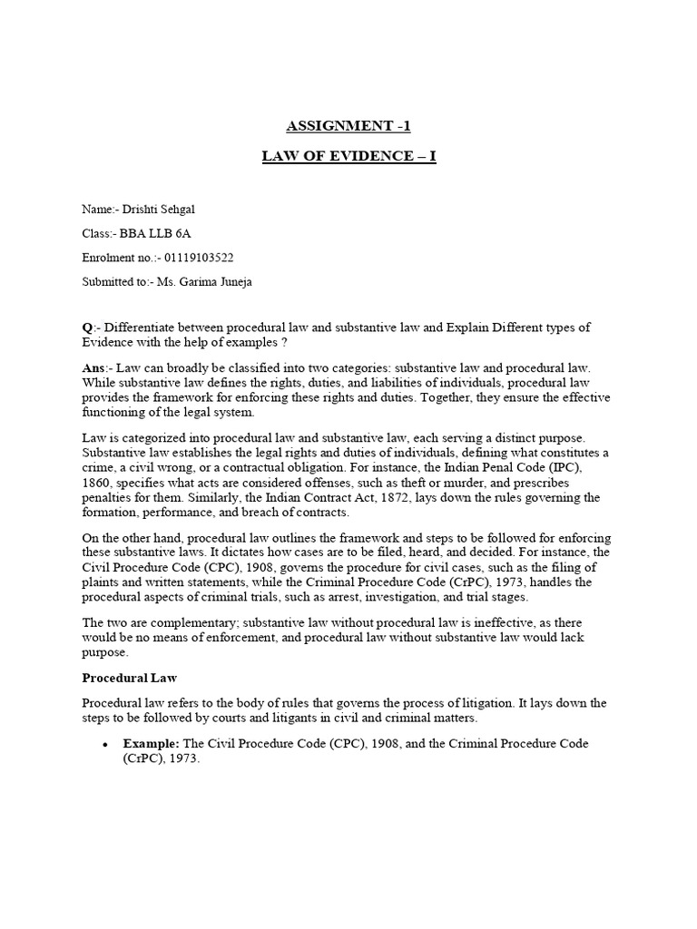 Assigment1 Law of Evidence | PDF | Witness | Circumstantial Evidence