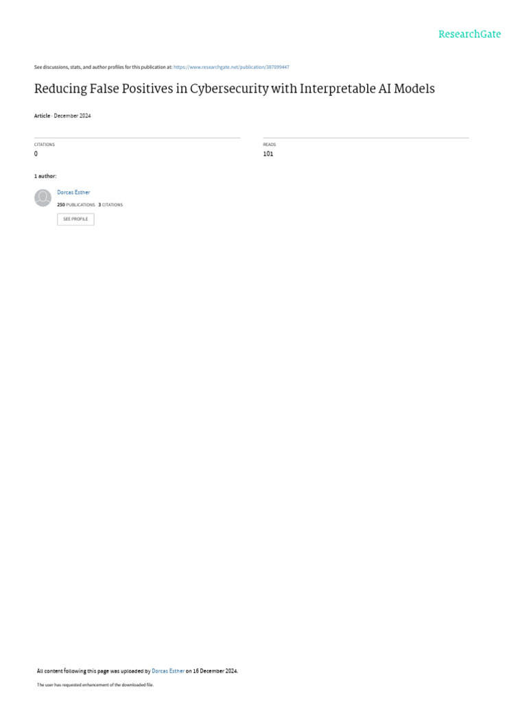 Reducing False Positives in Cybersecurity With Interpretable AI Models | PDF | Artificial ...