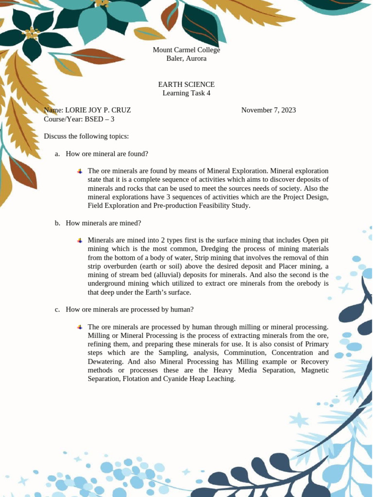 Learning Task 4 Earth Science | PDF