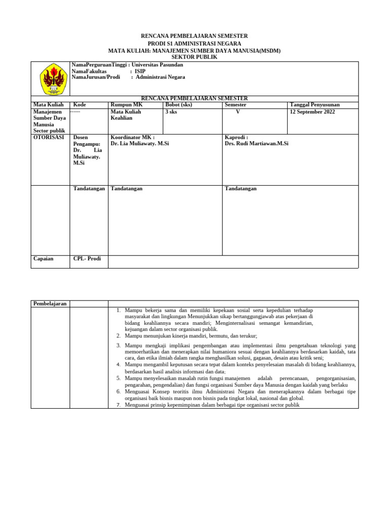 RPS MSDM Sektor Publik | PDF