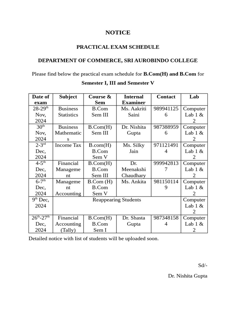 NOTICE - Practical Exam | PDF