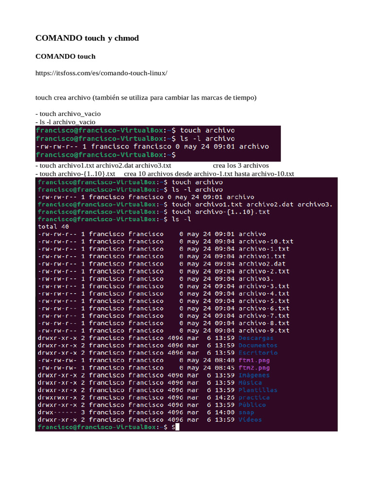 Comando Touch y Chmod | PDF