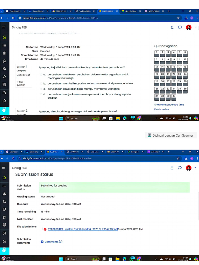 23080694101-Imelda Dwi Wulandari_Bukti MC Dan ESSAY | PDF