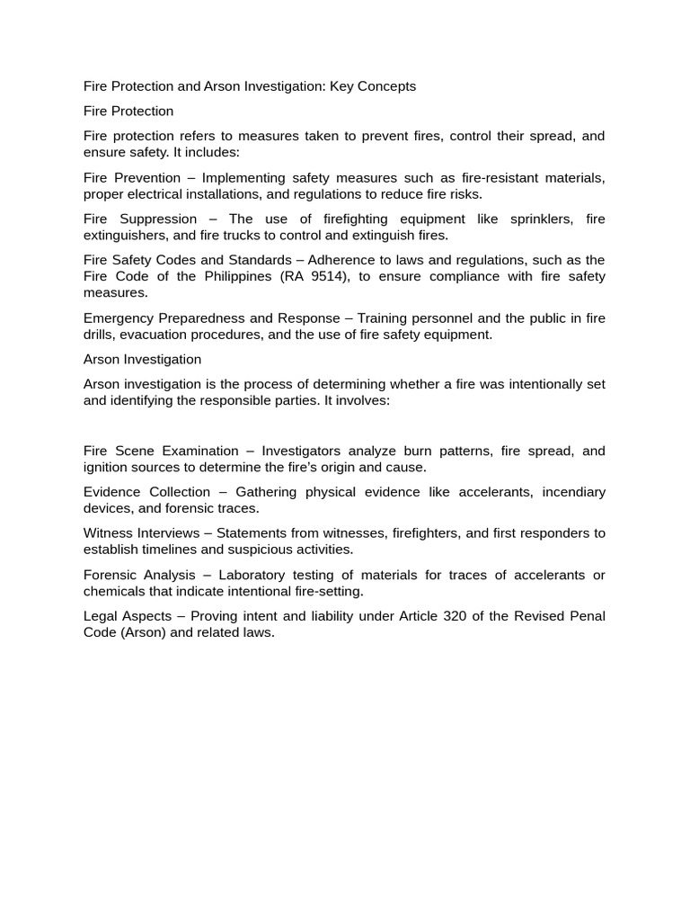 Fire Protection and Arson Investigation | PDF