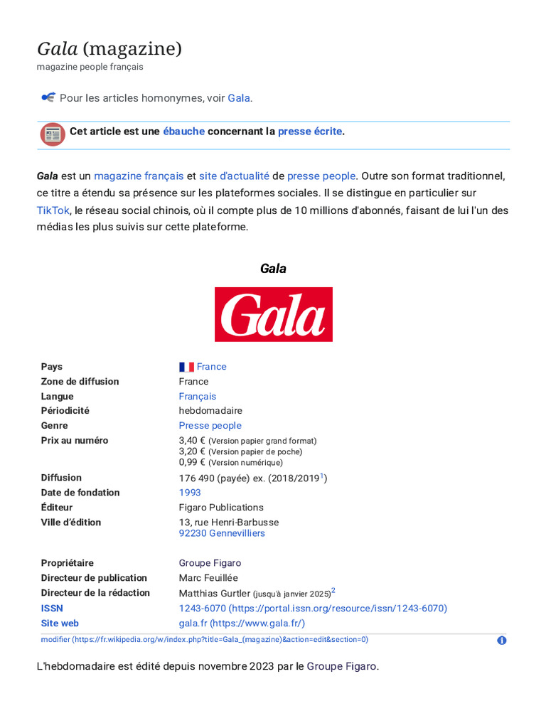 Magazine Gala : Presse people française | PDF | Périodiques