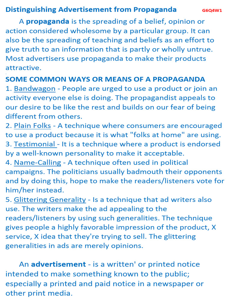 Ads vs. Propaganda: Key Differences | PDF | Propaganda | Advertising