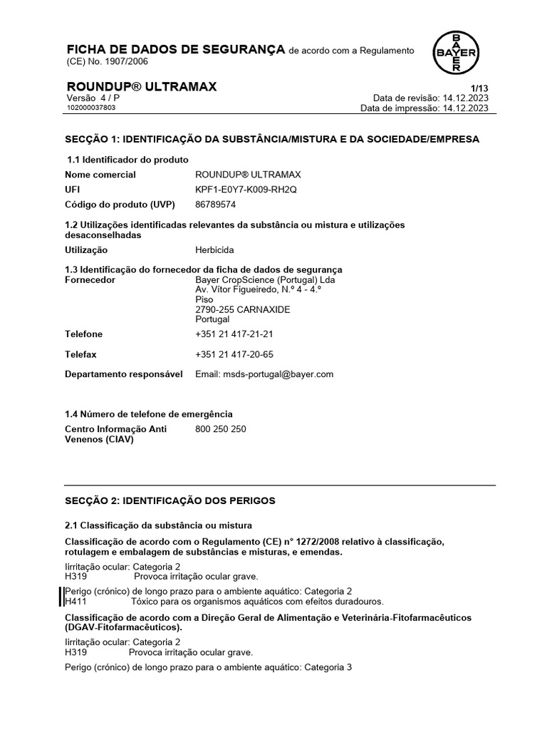 ROUNDUP ULTRAMAX Security Data File | PDF