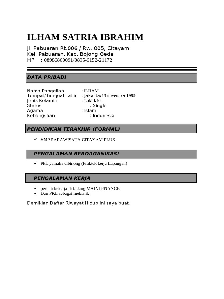 CV-ILHAM | PDF