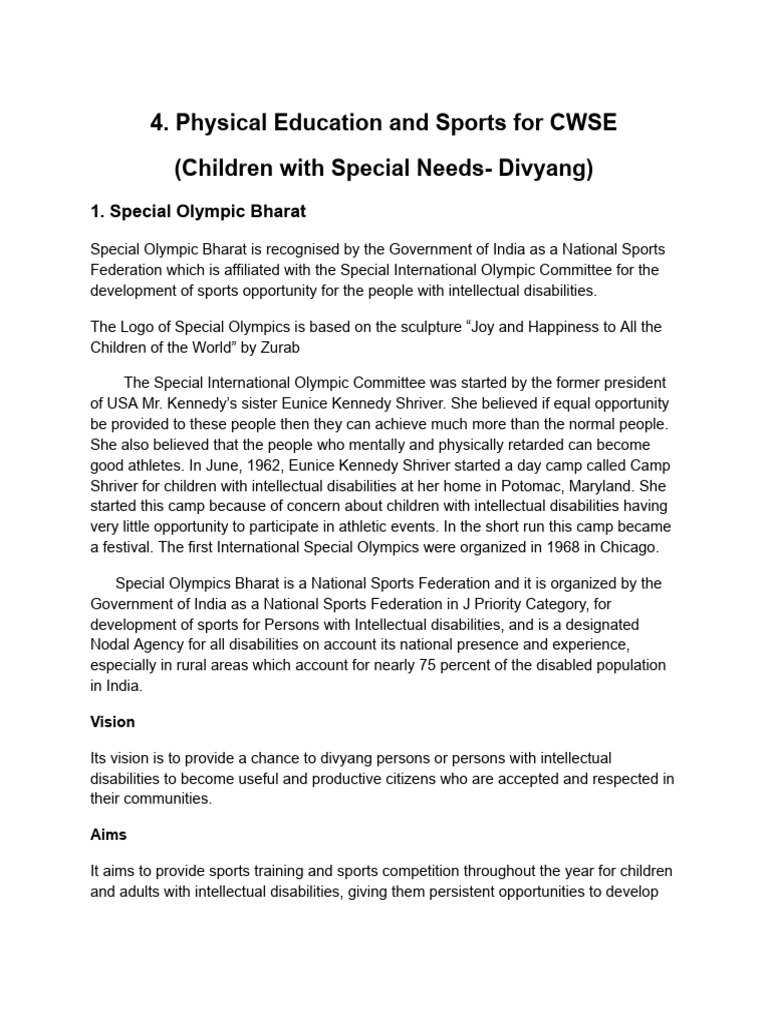 Physical Education and Sports For CWSE (Children With Special Needs ...