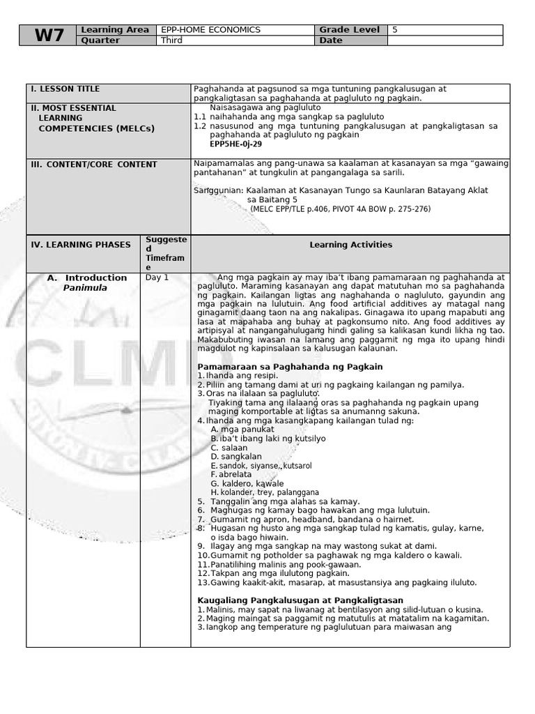 EPP HE5 Week 7 | PDF