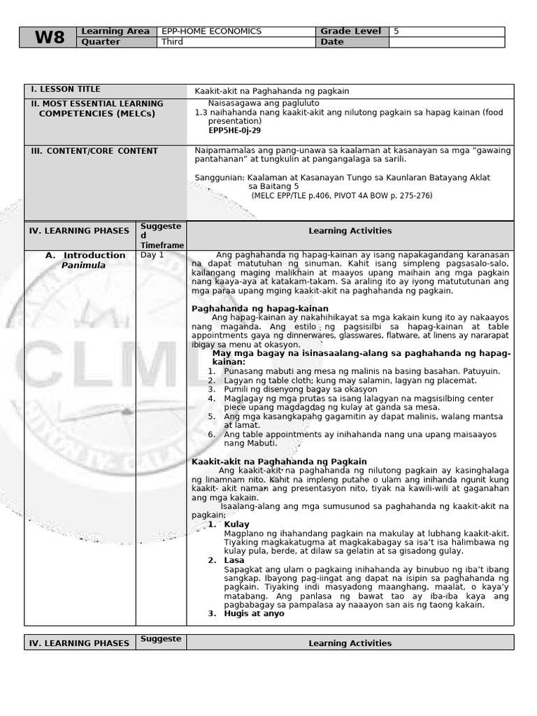 EPP HE5 Week 8 | PDF