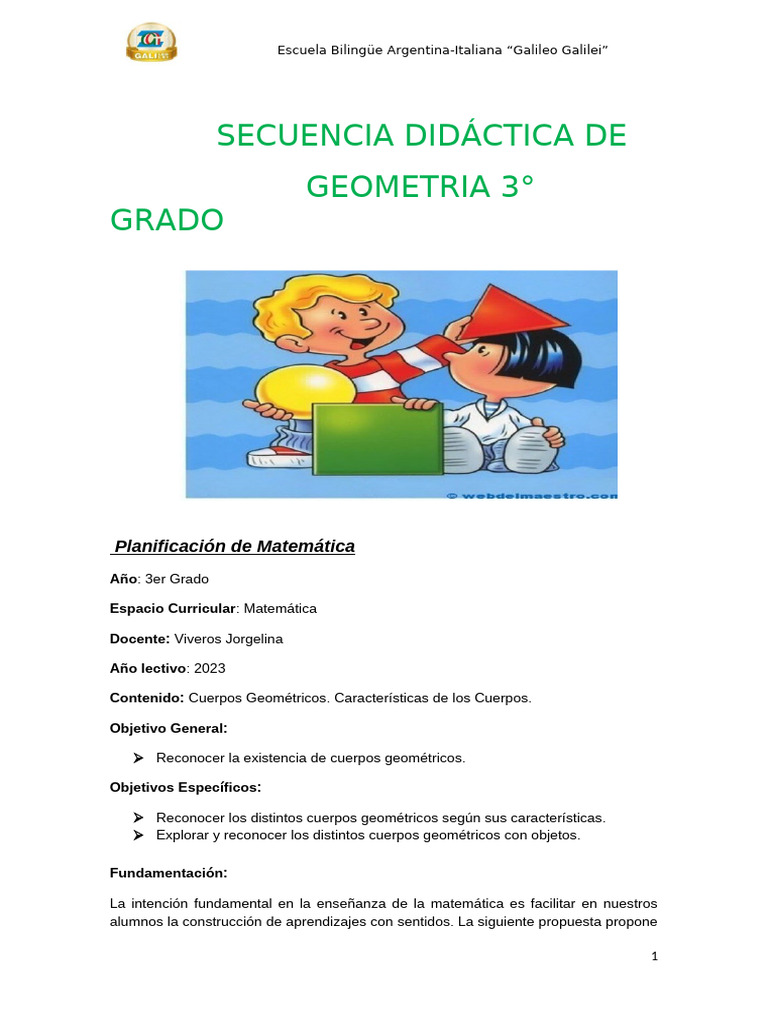 Planificación de Matematicas 3er Grado-1 | PDF | Geometría | Formas ...