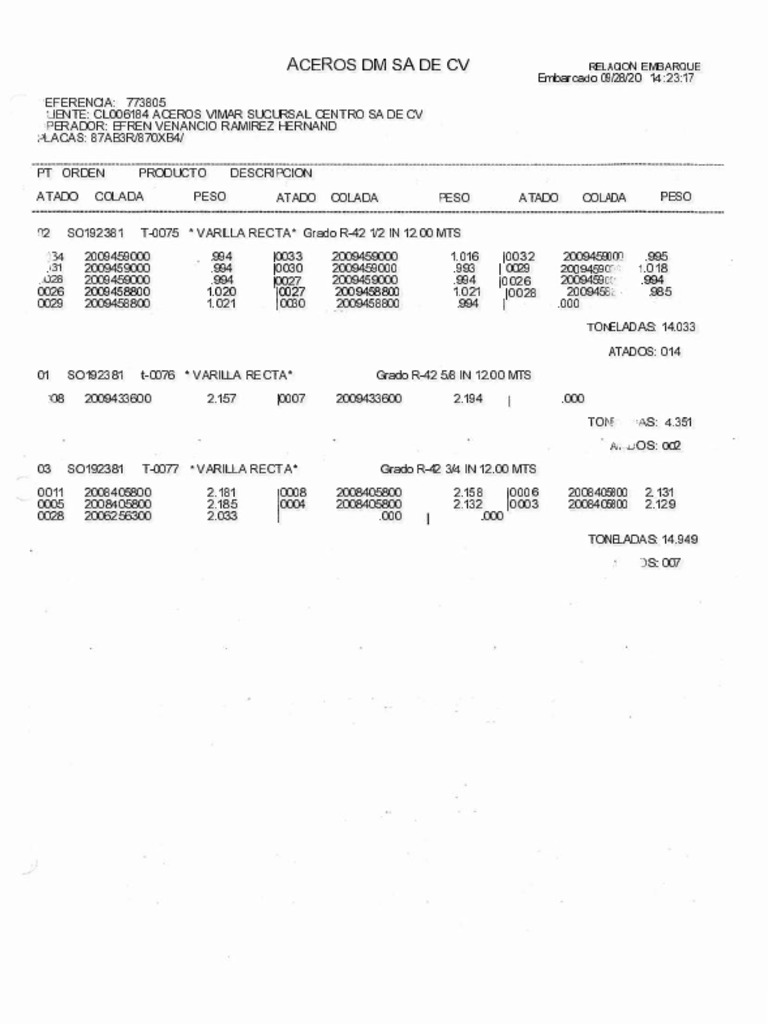 Certificado de Calidad OK_070752 | PDF