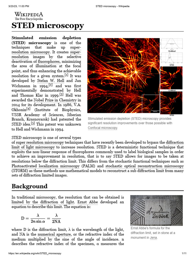 Advances in STED Microscopy Techniques | PDF | Cell Biology | Molecular ...