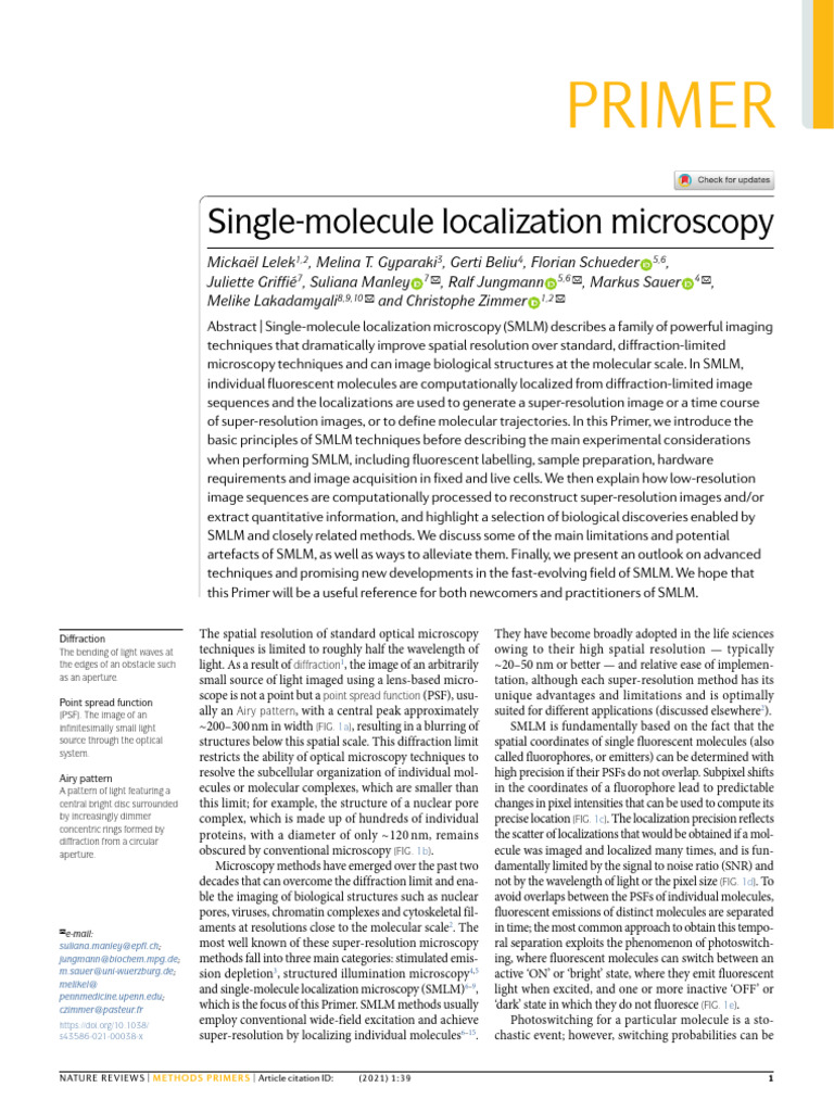 Single Molecule Localization Microscopy Mention The Three Methods For Super Resolution Imaging