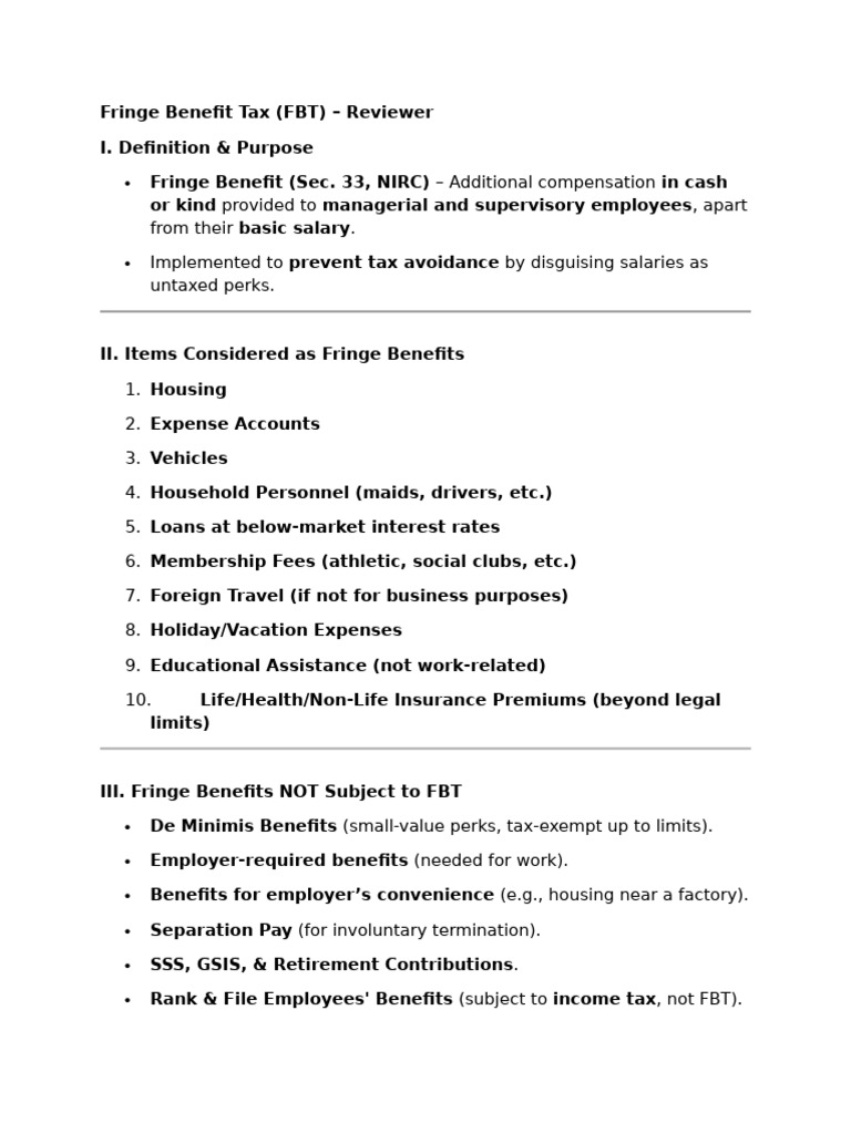 Fringe Benefit Tax | PDF