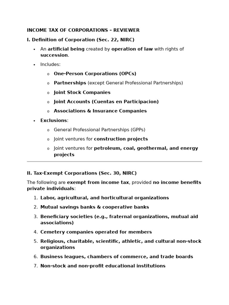 Income Tax of Corporations | PDF | Corporate Tax In The United States ...