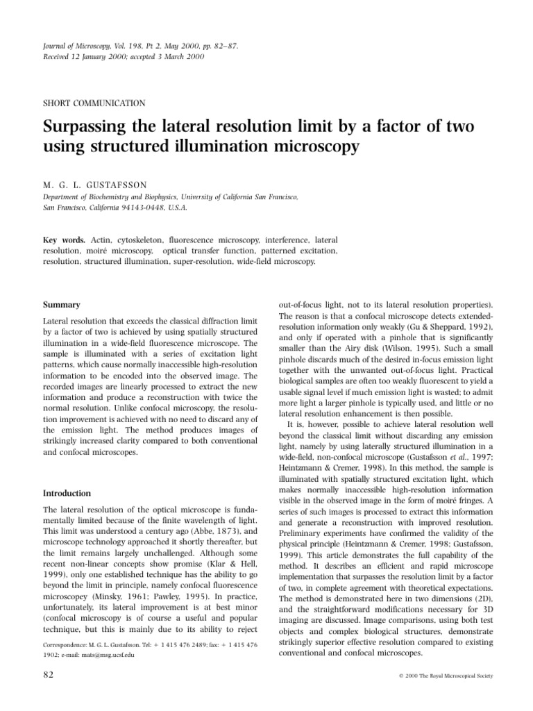 Structured Illumination Microscopy (Good To Read, About Confocal ...