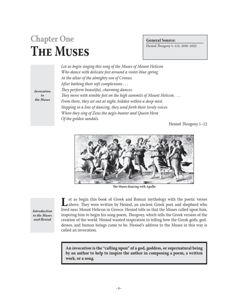 Chapter 1- The Muses Reading | PDF | Muse | Greek Mythology