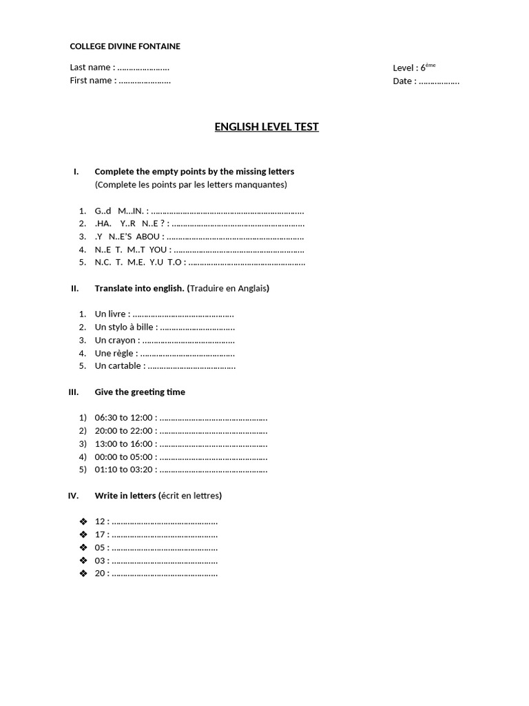 Complete the empty points by the missing letters | PDF