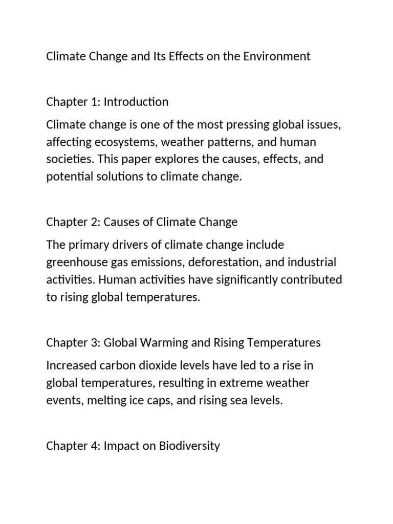 Climate Change and Its Effects On The Environment | PDF