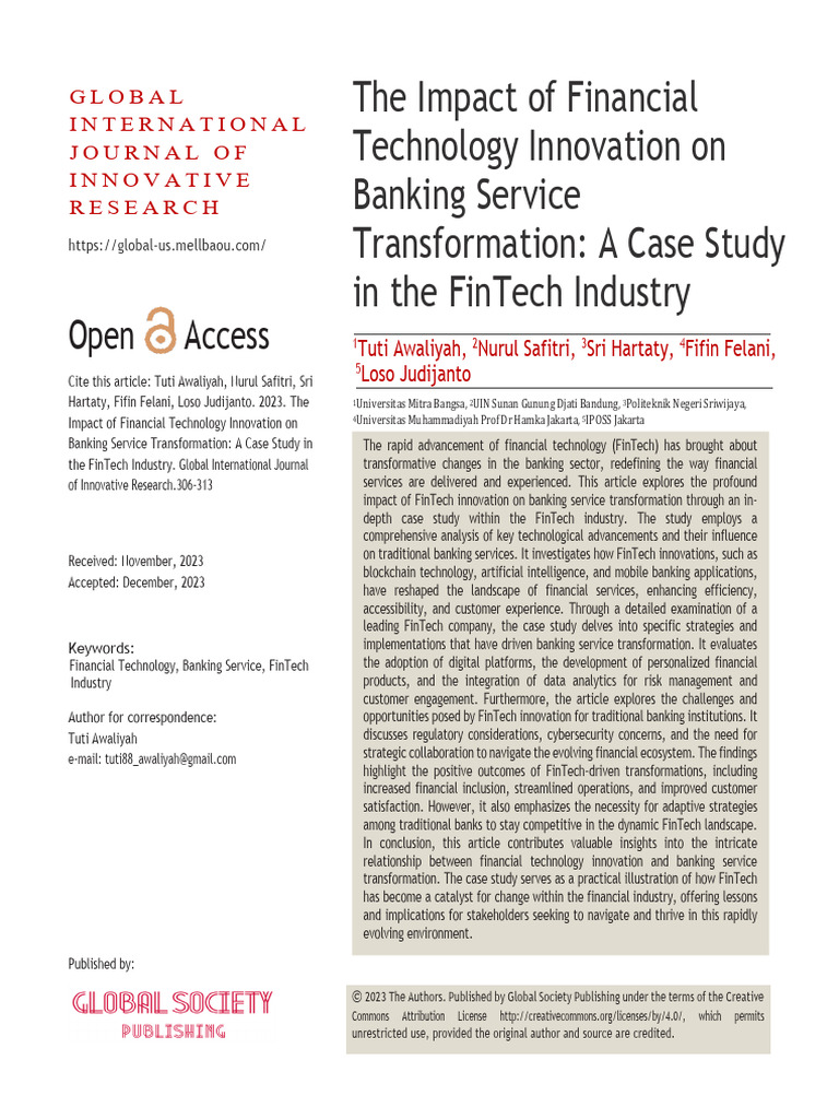The Impact of Financial Technology Innovation On B | PDF | Qualitative ...