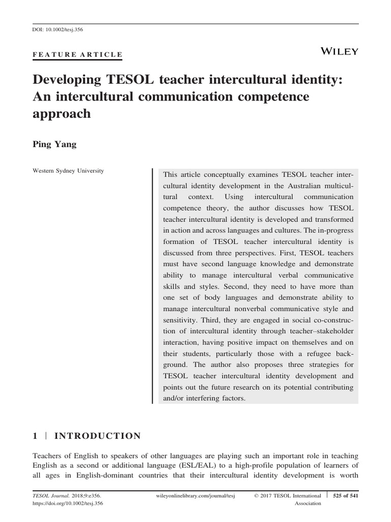 TESOL Journal - 2017 - Yang - Developing TESOL teacher intercultural ...