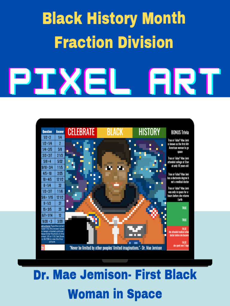 Black History Month Fraction Division: Pixel Art | PDF