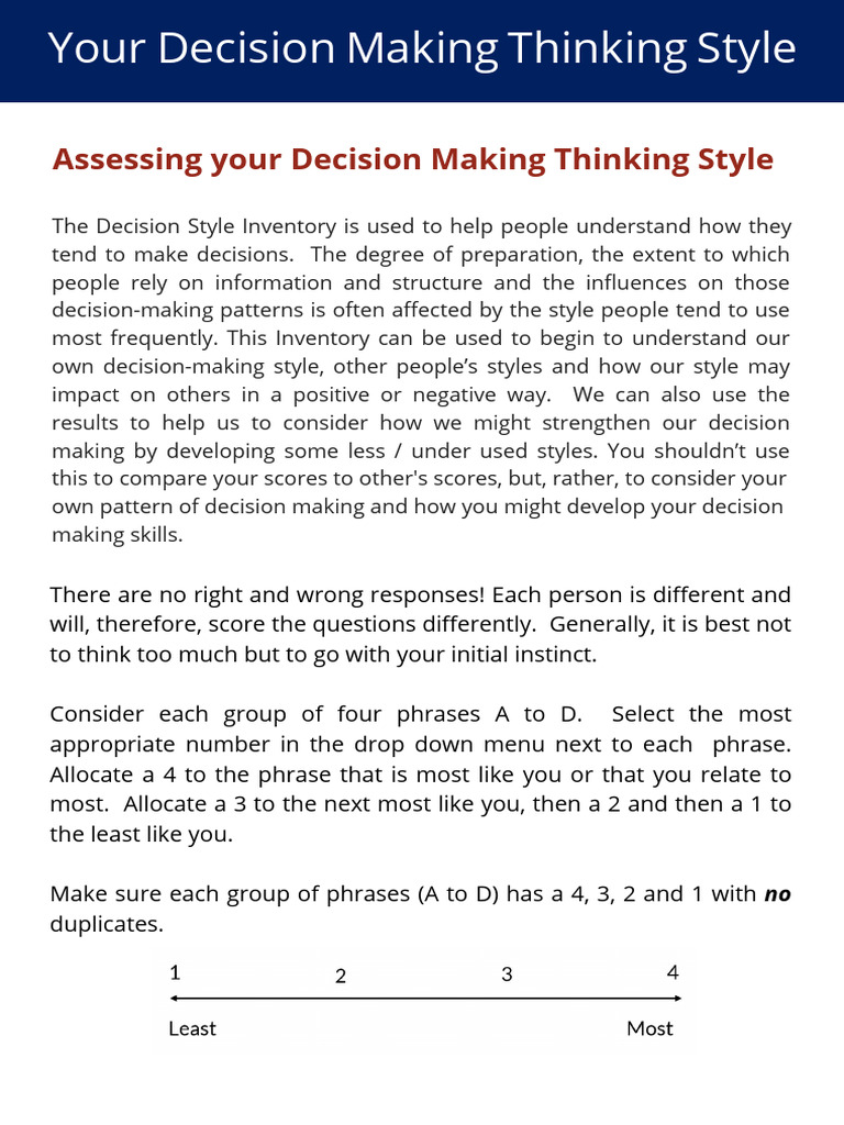 Assessment decision making | PDF | Decision Making | Thought