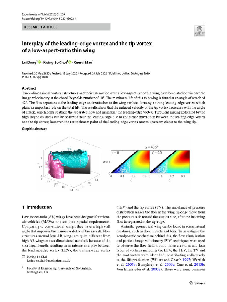 Article - (Interplay of The Leading Edge Vortex and The Tip Vortex | PDF
