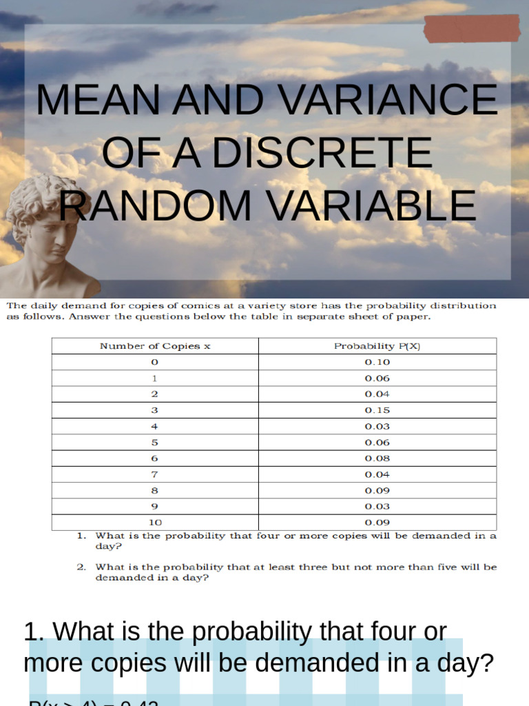 Discrete Random Variables Guide | PDF | Variance | Probability Distribution