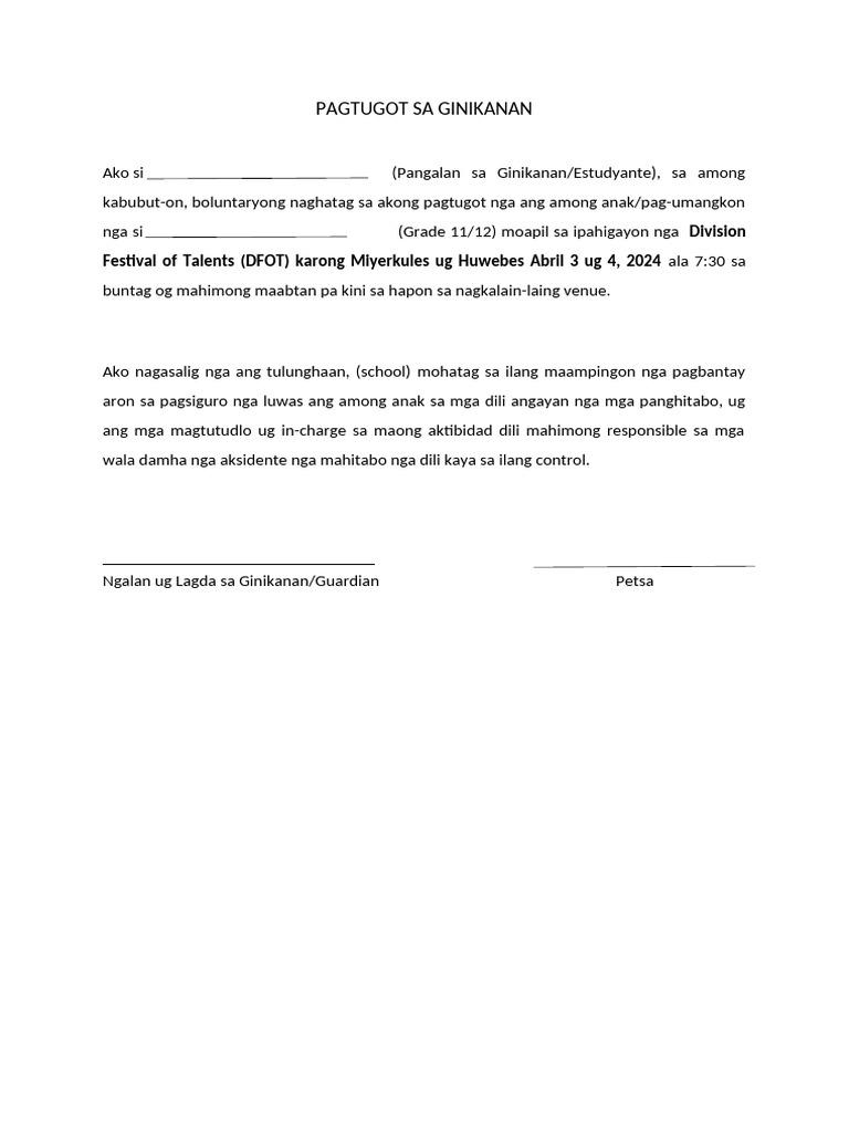 Pagtugot Sa Ginikanan | PDF