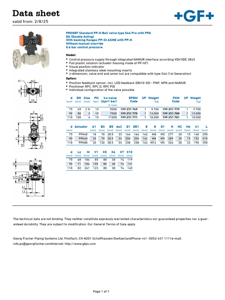 Progef 546 Ball Valve Data Sheet | PDF | Valve | Equipment
