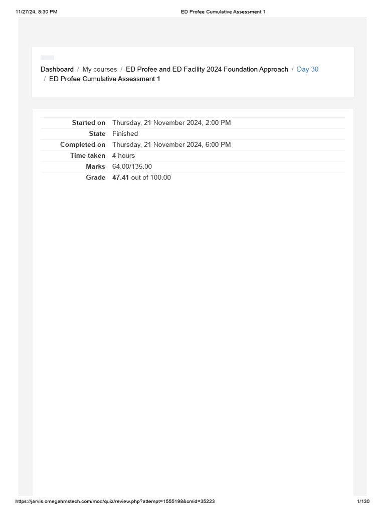 ED Profee Cumulative Assessment 1 | PDF | Wound | Diseases And Disorders