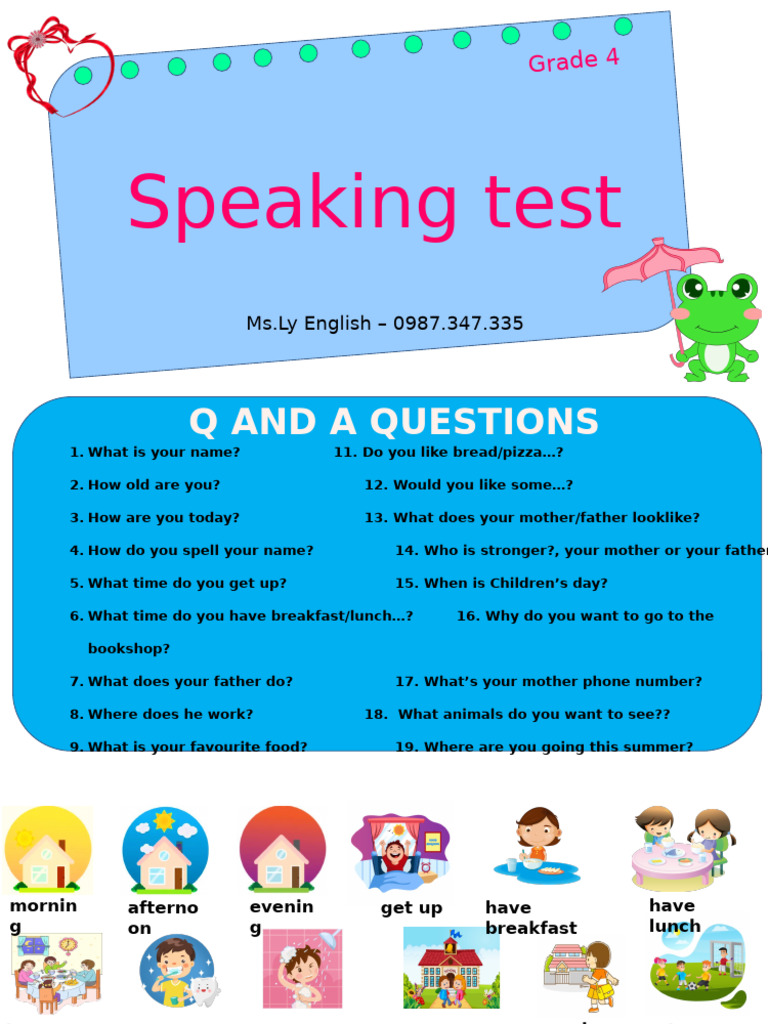 Grade 4 Speaking Test Questions Guide | PDF