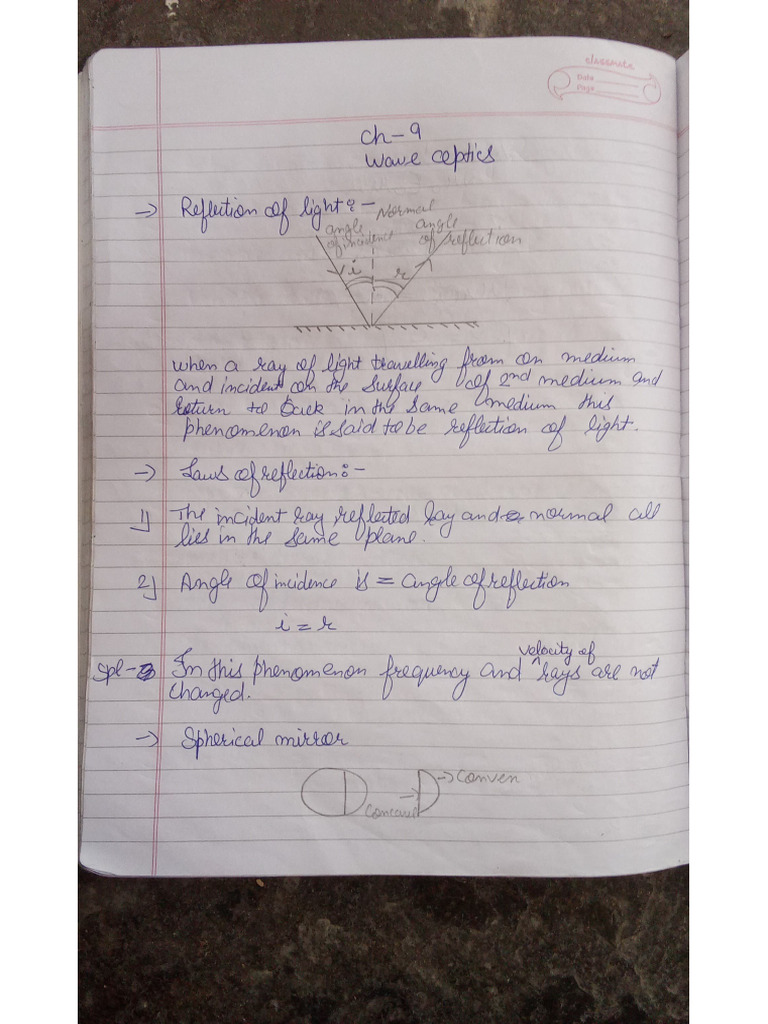 Ray Optics Handwritten Notes Part 1 2025 | PDF