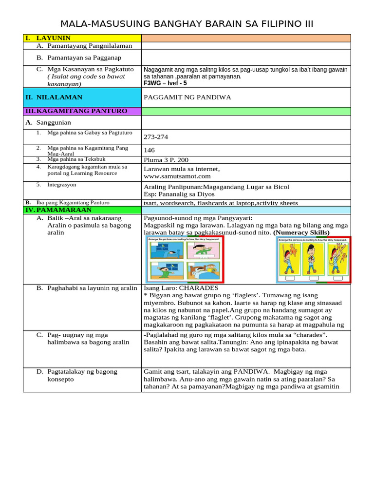 Grade 3 Cot Filipino Pandiwa q4 | PDF