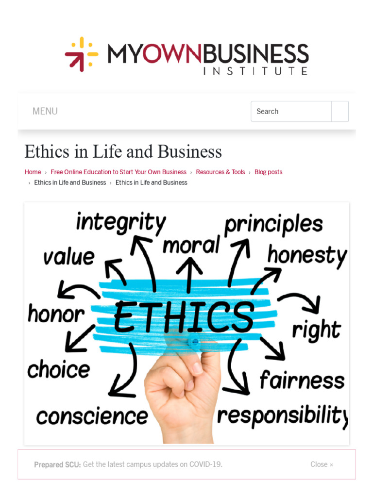 Ethics in Life and Business - Ethics in Life and Business - My Own ...