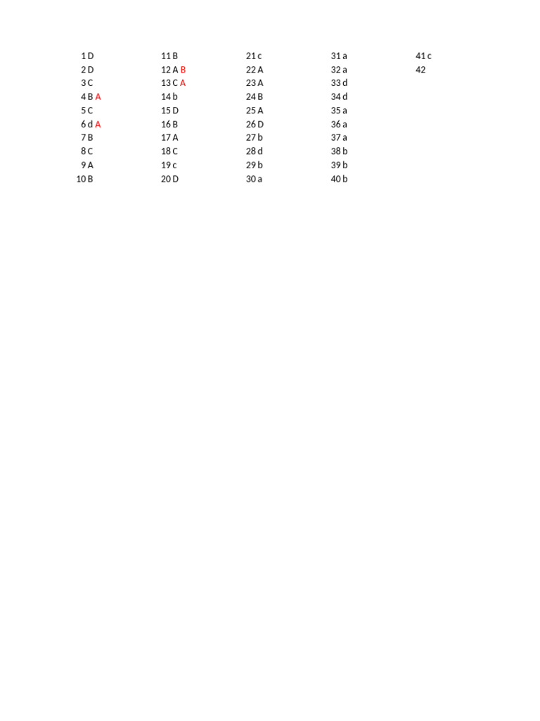 Quiz Answer Key: Multiple Choice | PDF