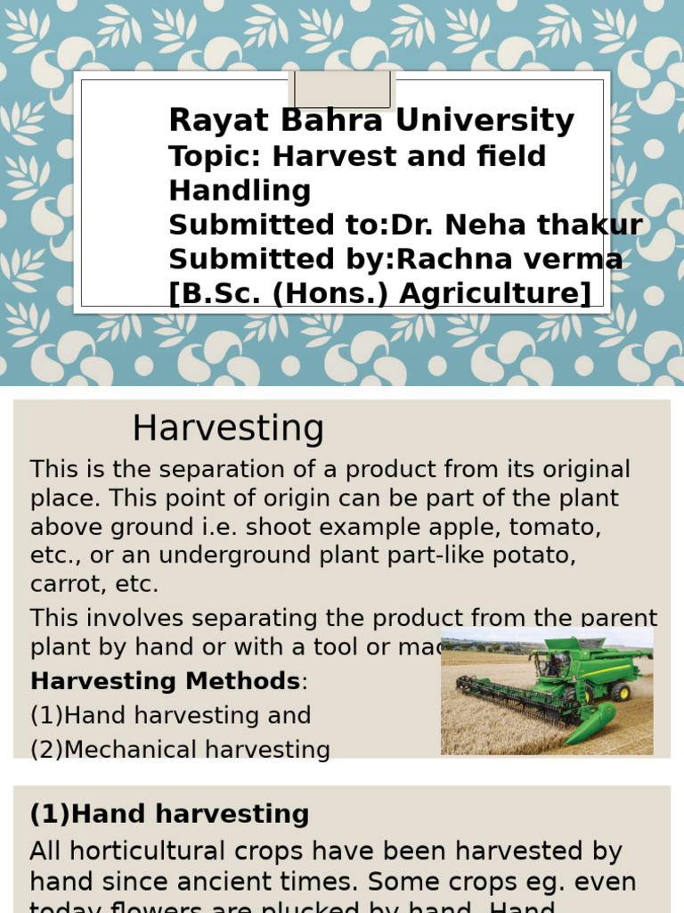 harvesting and field handling | PDF | Harvest | Decomposition