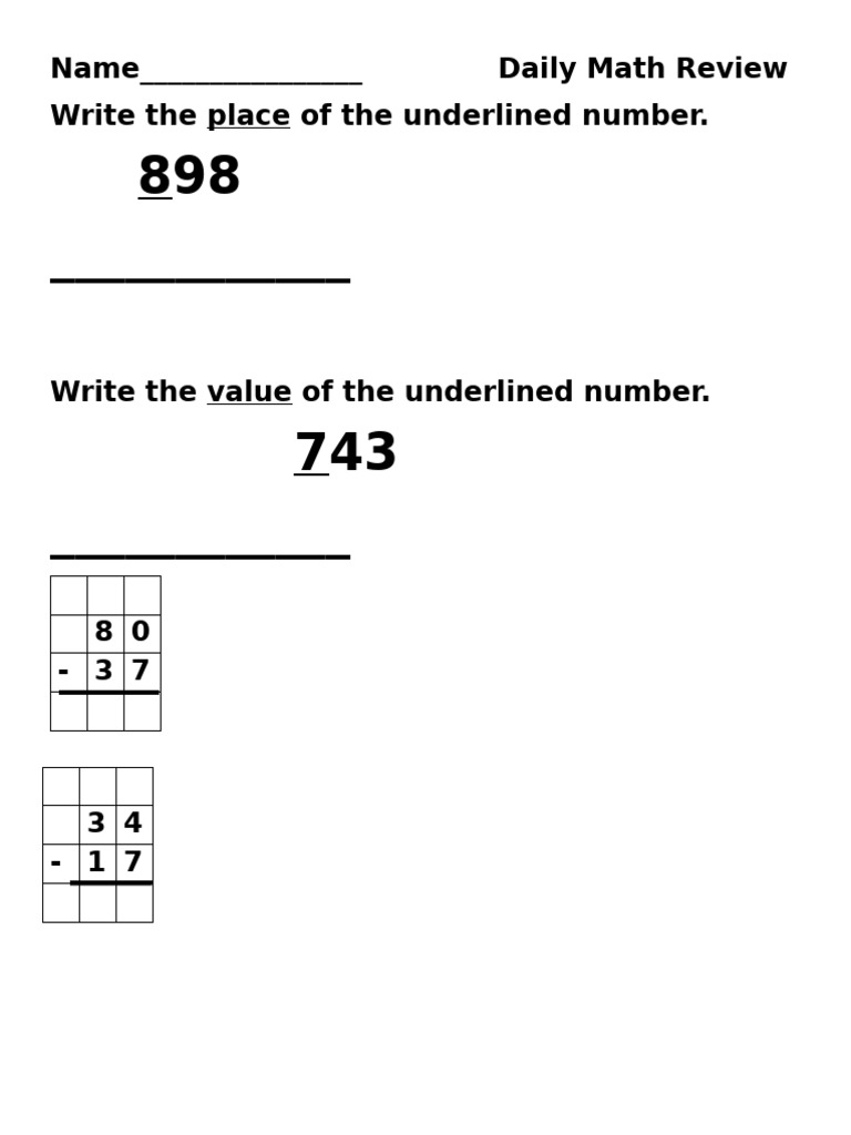 Daily Math Review Worksheets | PDF