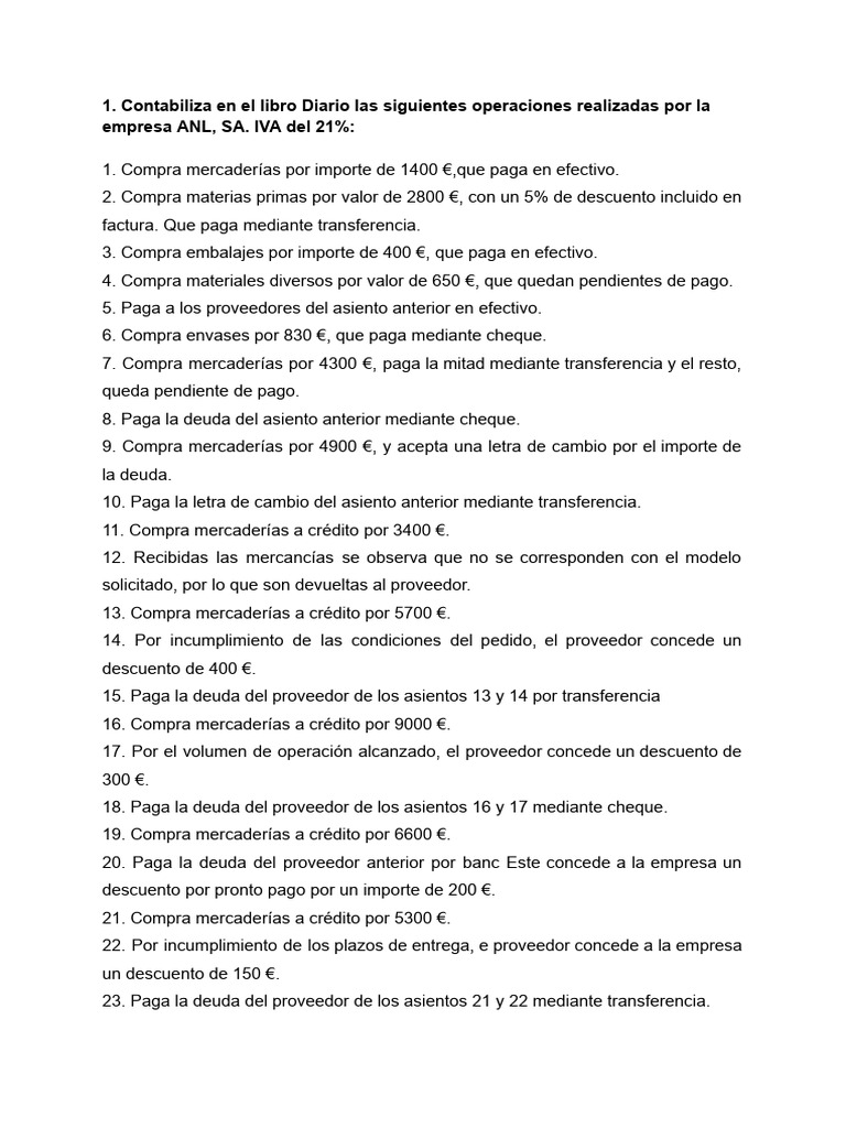 Ejercicio Compras PGC Pymes | PDF