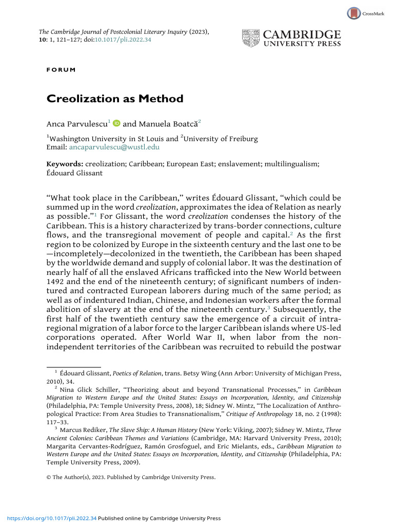Creolization as Method | PDF | Colonialism | Human Migration