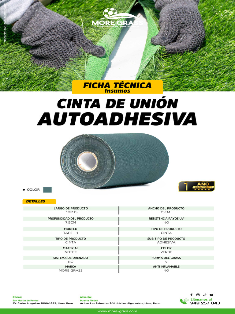 Ficha Técnica Cinta de Unión Autoadhesiva | PDF